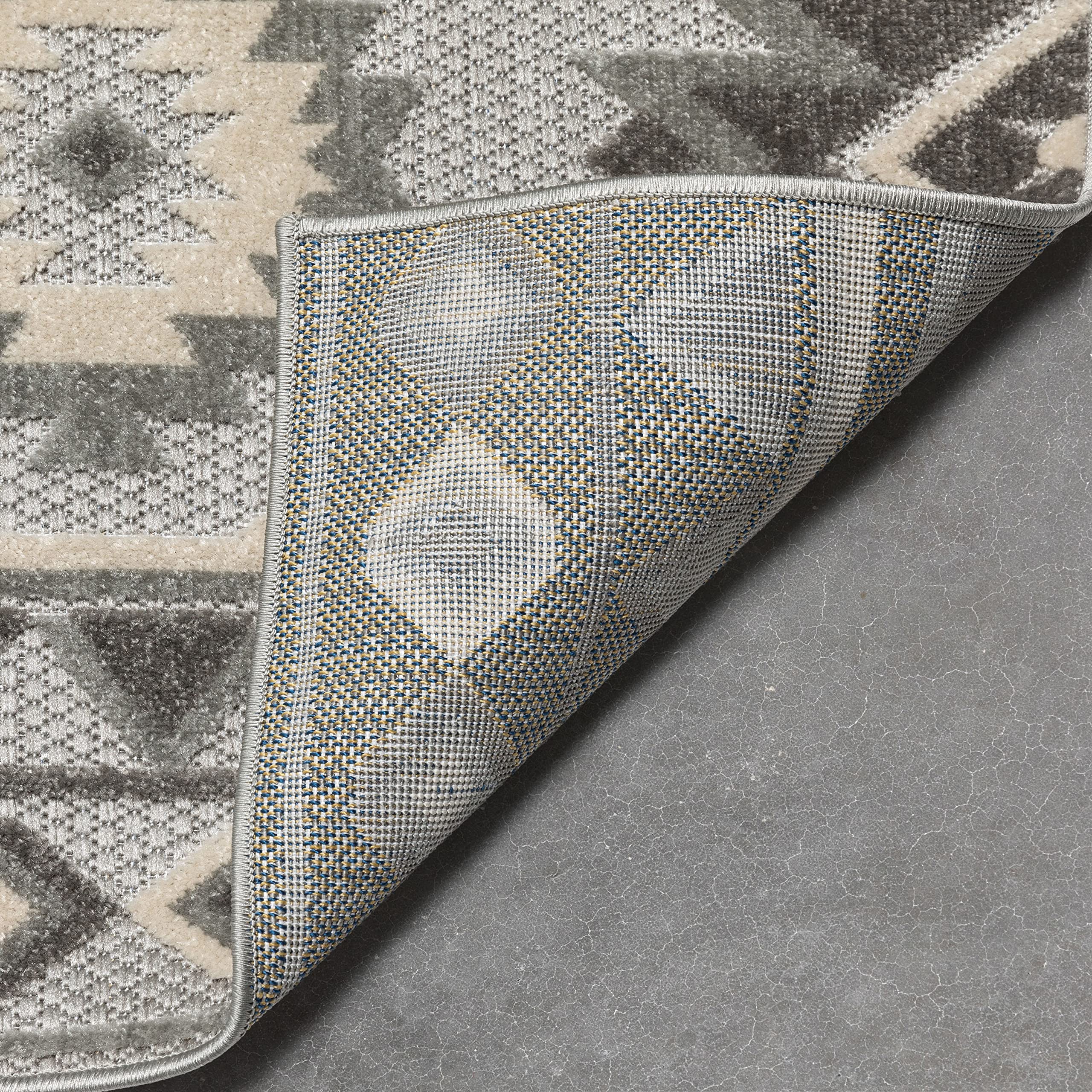 Well Woven Tuscon Grey Indoor/Outdoor Southwestern Area Rug (5'3" x 7'3") High Traffic Stain Resistant Geometric Medallion Carpet