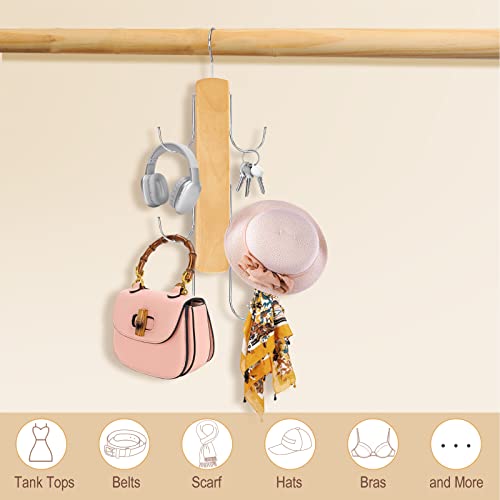 Volnamal Purse Hanger Organizer for Closet, Wood Handbag Storage Holder Metal Hanging Space Saving Hook, Closet Organizers and Storage Scarves, Ties, Shawls, Backpacks, Belts