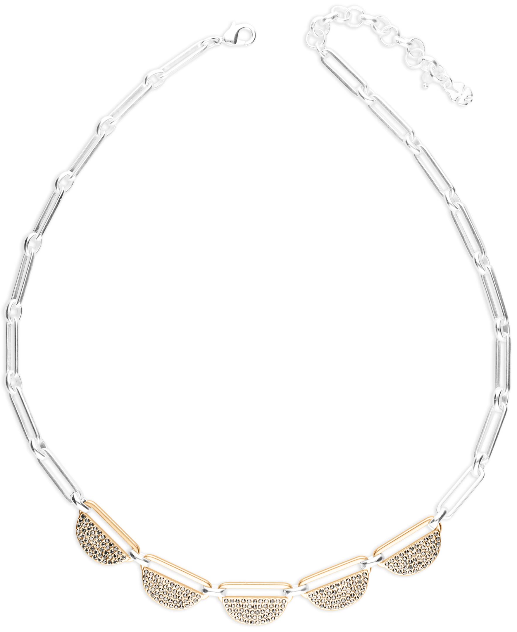 Lucky Brand Pave Modern Link Collar Necklace,Two Tone,One Size