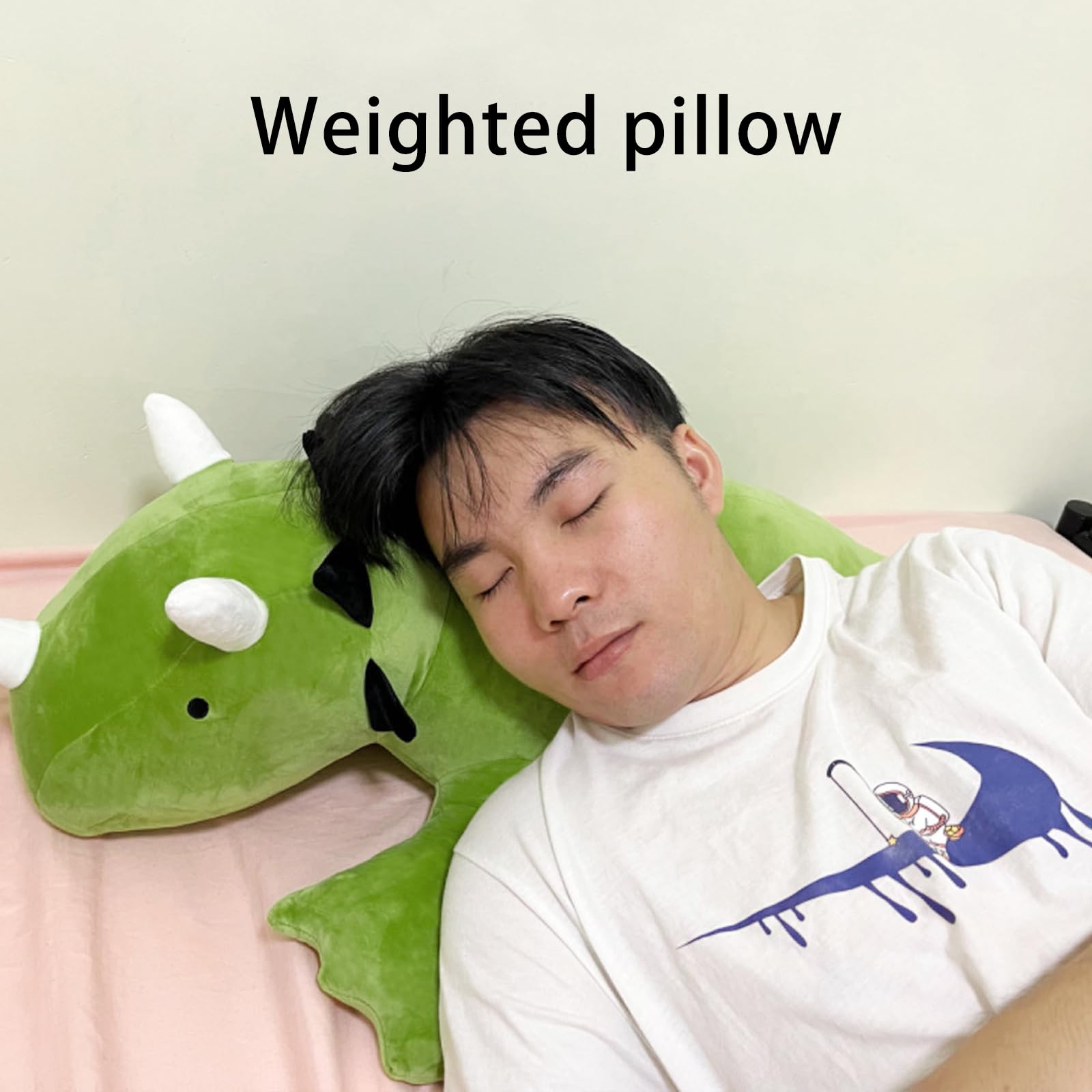 Ololele Weighted Dinosaur Stuffed Animals 3.6Lbs 24", Sturdy Green Weighted Dino Plush Pillowfort for Teens and Adults