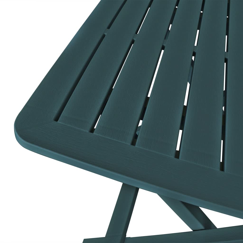 vidaXL 3-Piece Weather-Resistant Plastic Bistro Set in Vibrant Green - Folding Outdoor Patio Furniture for Compact Spaces