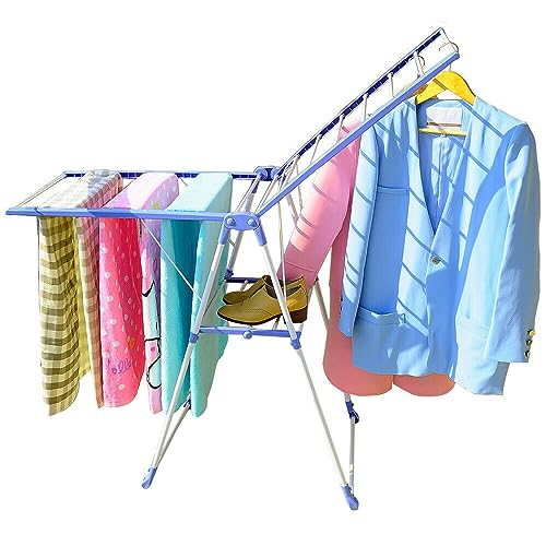 SUMECH Storage Drying Rack Foldable Laundry Clothes Wing-Shape Airer Portable Dryer Hanger Organizer Pole Indoor Outdoor Balcony