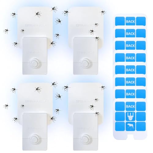 Plug in Bug Light Trap, Flying Insect Trap, Mosquito Killer, Indoor Fly Trap for Gnat Moth Houseflies Fruit Flies, White, 4 Device&8 Refill Home Indoor Use