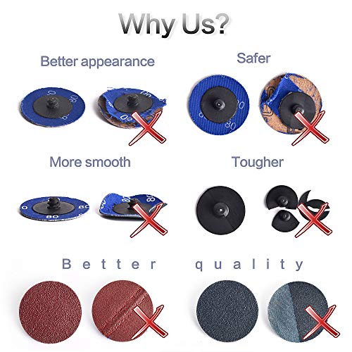 NYXCL 60Pcs Sanding Discs Set, 2 inch Quick Change Sanding Discs with 1/4" Holders, Die Grinder Surface Conditioning Burr Rust Paint Removal