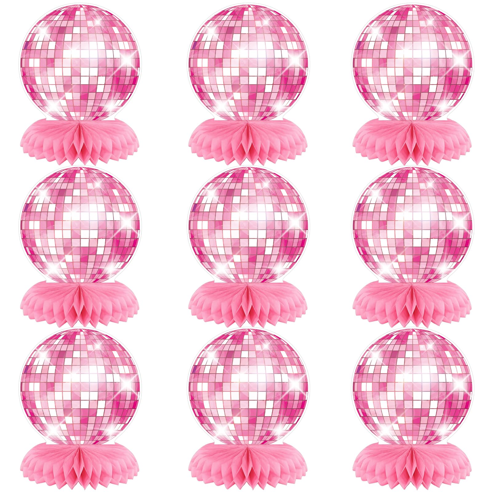 Yoomod Disco Party Decorations - Pink Disco Decor Flat Disco Ball Centerpieces for Party Table Disco Ball Decor for Cowgirl Birthday Bachelorette Bridal Shower Disco Party Favors