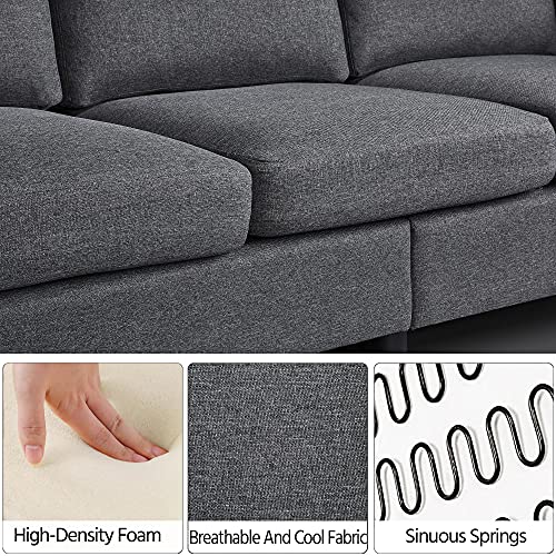 Yaheetech Contemporary Sofa 78.5ββ W 3-Seater Sofa Couch with Tufted Back Cushion Linen Fabric Upholstered Loveseat for Living Room Bedroom Gray