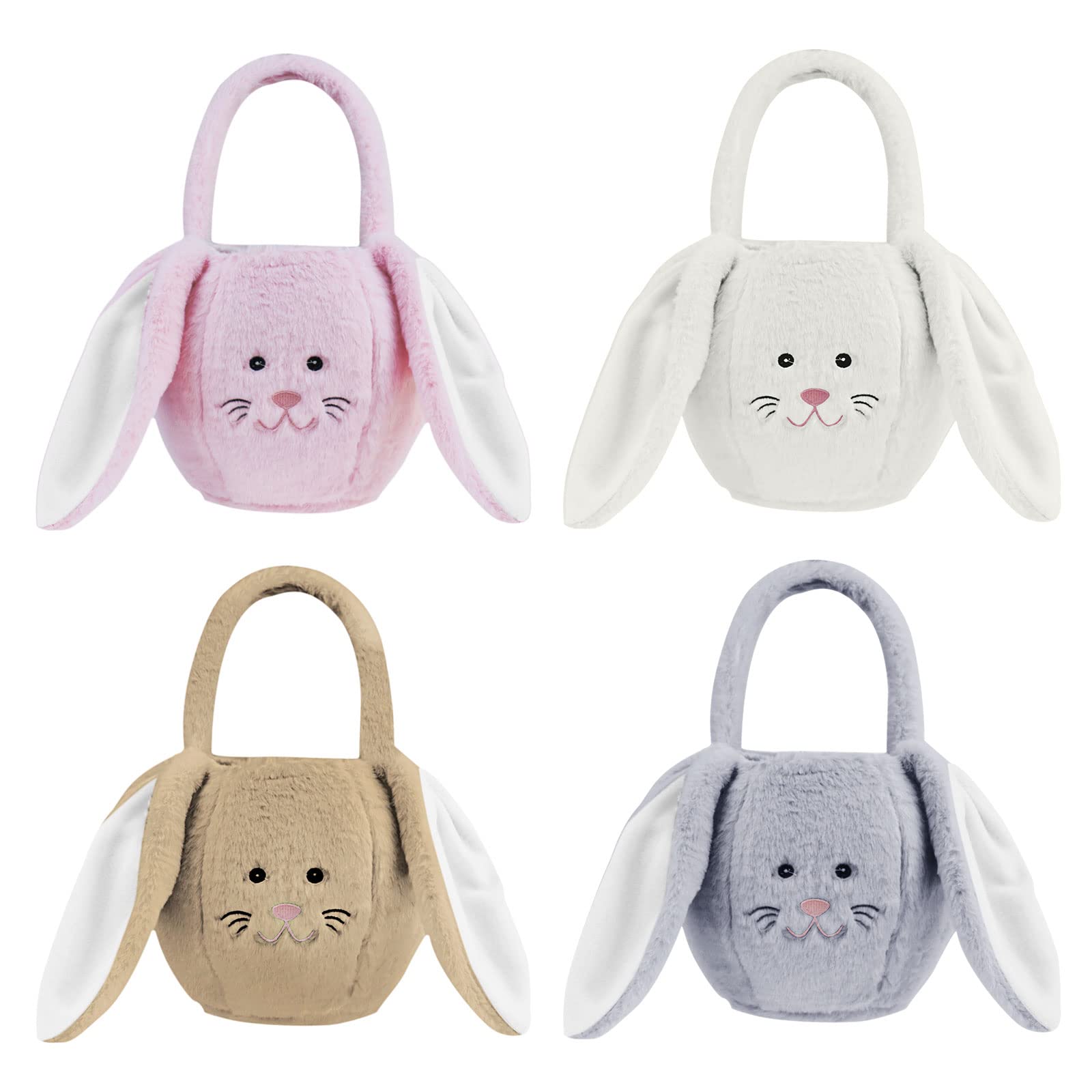 Personalized Easter Basket for Boys Girls Kids Baby Custom Customized Gifts Name Easter Basket Bags Eggs Candy Bunny Tote Gift-Pink