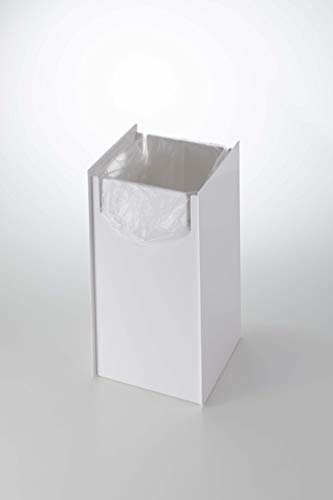 Yamazaki Home Trash Can - Modern Open Top Garbage Waste Bin Basket with Handle, Plastic, Short, 2.4 gallons, 9 liters, Handles, Lid, No Assembly Req., White