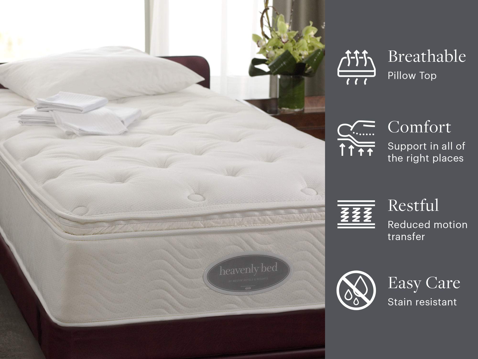 Westin Exclusive Heavenly Bed - 14" Pocket Coil Mattress with Quilted Pillow Sewed on top - Mattress Only - Queen