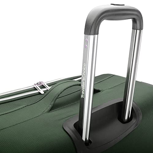 Traveler's Choice Lares Softside Expandable Luggage with Spinner Wheels, Green, Carry-On 22-Inch