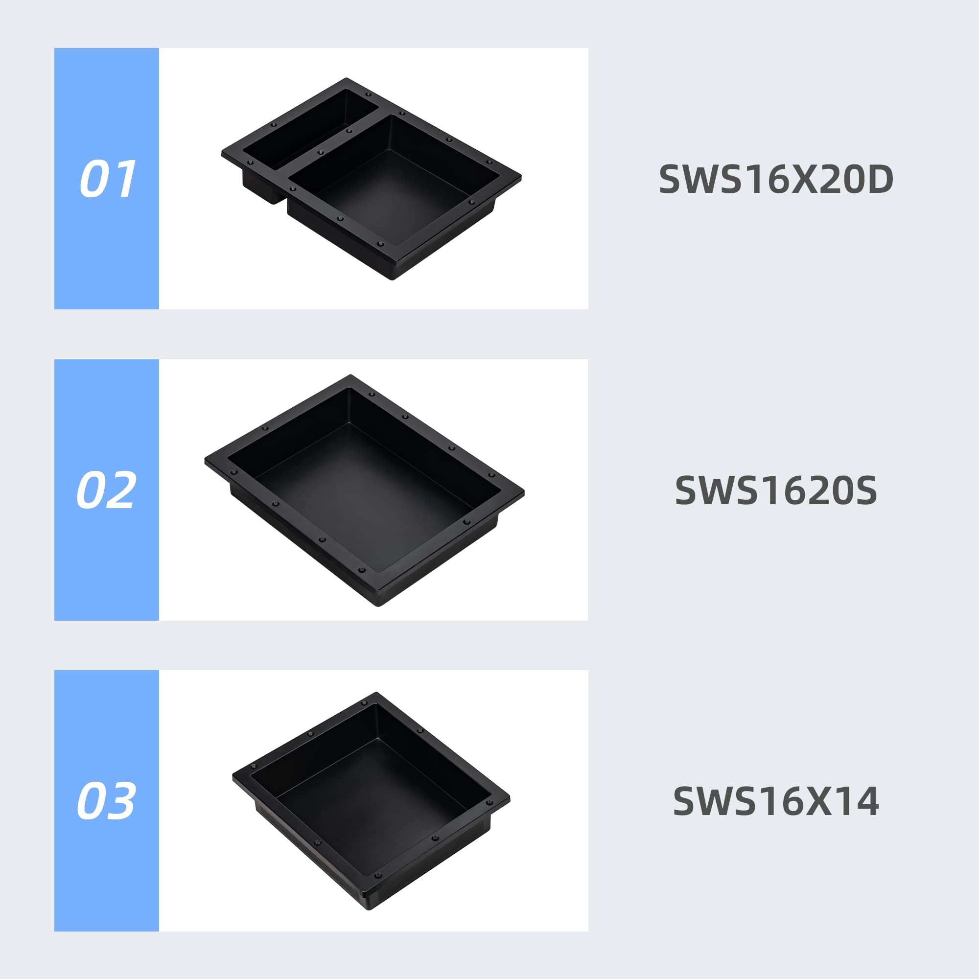 Woodbridge Ready for Tile Shampoo Soap Single Niche 16" x 20", SW1620S Shelf,Black