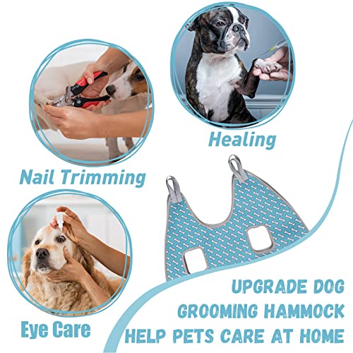 Supet Dog Grooming Hammock Harness for Cats Dogs, Relaxation Pet Restraint & Small Animal Leashes Sling Helper Nail Trimming Clipping, S( Legs Spacing:7-10.2" /) , Coral blue