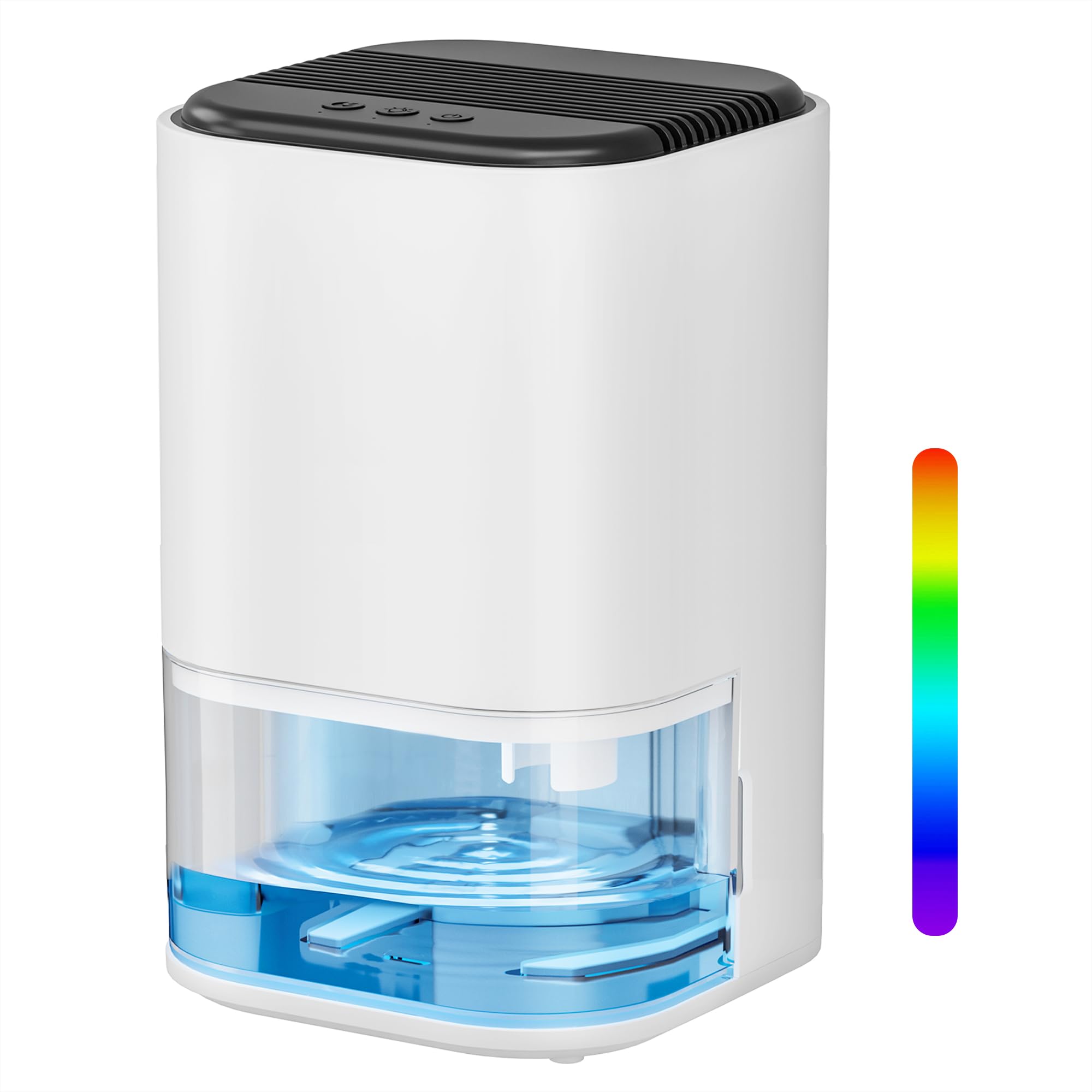 Urbansync Dehumidifier, 70 OZ Dehumidifiers 800 sq. ft coverage with Auto Turn Off at Full Tank, Energy Efficient Small Moisture Absorber, 7 Color LED Light, Quiet for use in Home, Bedroom, Bathroom.