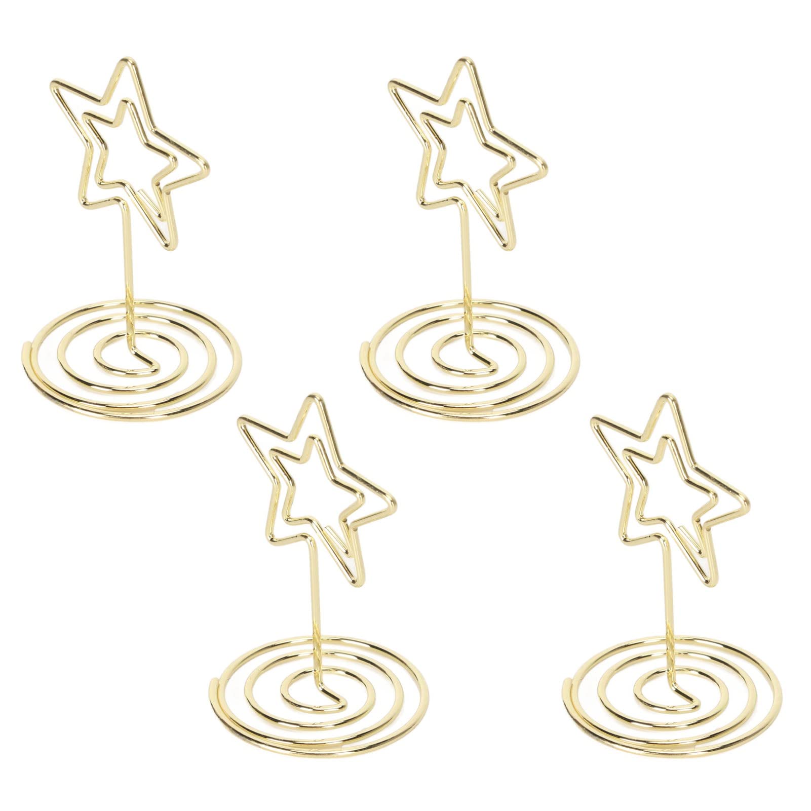 YJBOSS Small 5 Pointed Star Shape Gold Finish 20PCS Photo Picture Holders Table Sign Stand