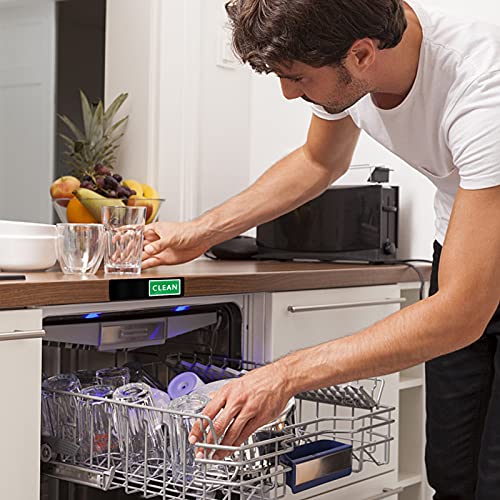 SIHUUU 1 Pack Dishwasher Magnet Clean Dirty Sign,Non-Scratching Strong Clean Dirty Magnet with Clear Colored Text for Dishwasher,Kitchen (Black)
