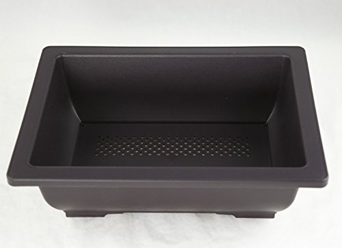 Rectangular Plastic Bonsai Training Pot, Cactus & Succulent Planter + Tray 10"x 7.5"x 3" - Dark Brown