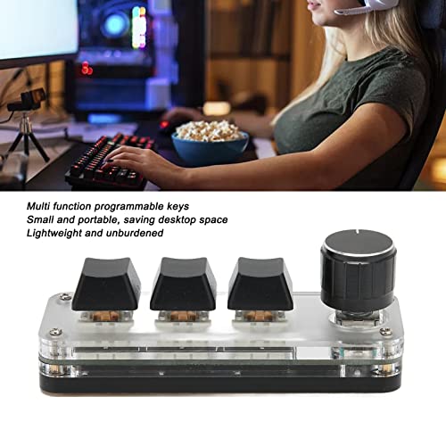 Pomya 3 Key Small Keypad, One Handed Mechanical Keyboard, RGB Backlight USB Programmable OSU Gaming Keyboard, with Knob for DIY Programming Gaming