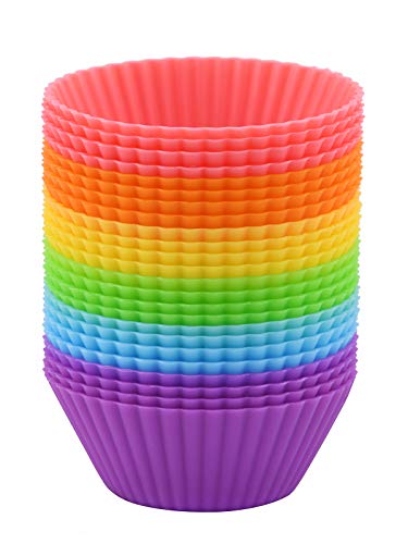 Mirenlife 2 Inch Mini Size Silicone Baking Cups Muffin Cups, Reusable and Nonstick Mini Cupcake Liners, Mini Chocolate Holders Truffle Cups, 24 Pack, 6 Vibrant Colors, Round