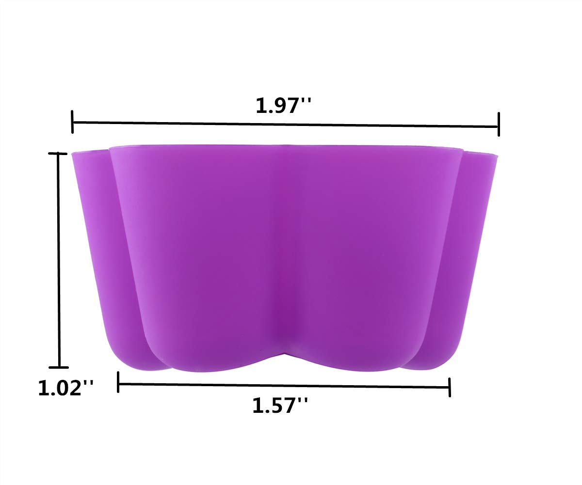 Mirenlife Reusable and Non-stick Mini Silicone Baking Cups/Muffin Cups/Mini Cupcake Liners/Mini Chocolate Holders/Truffle Cups -24 Pack-6 Vibrant Colors Flower