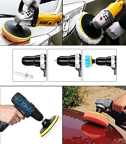 WONDER POINT Buffing Polishing Pads - 3 Inch 31 Pieces Premium Material Car Foam Drill Polishing Pad Kit Sponge Pads Buffer Polisher Kit Headlight Restoration Kit with Wool for Car Polishing, Waxing