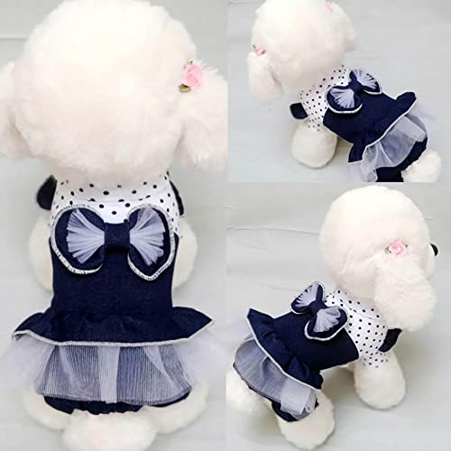Pet Clothes Hangers for Small Dogs Dresses Thickening Four Legs Pet Clothing Princess Bow Denim Skirt