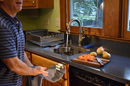 TrueGem Over Cabinet Kitchen Dish Towel Holder with 3/4" Bracket. Compact Clip/clamp. Smaller Than bar, Ring, Rack