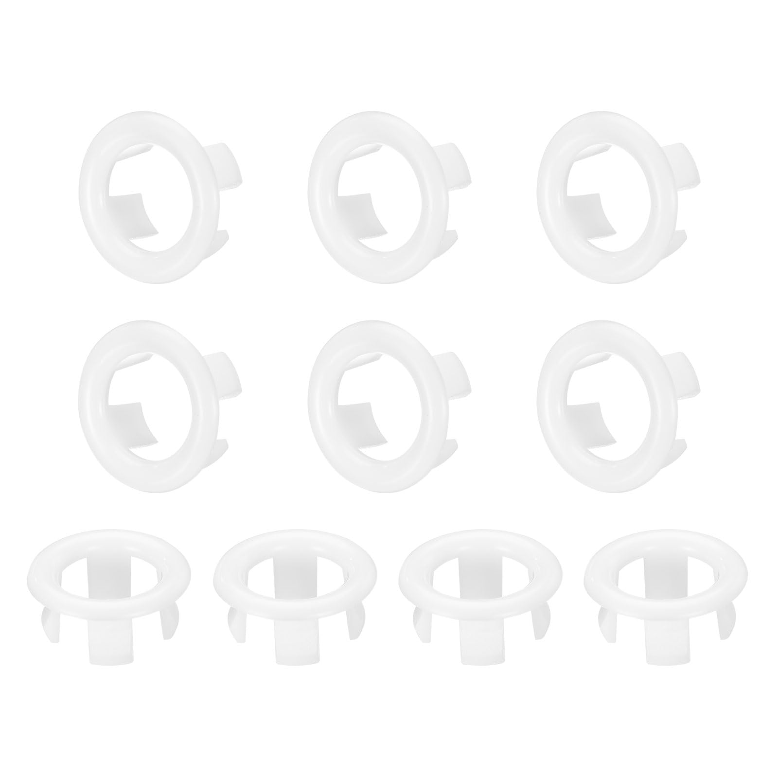 uxcell 10pcs Sink Overflow Rings, Bathroom Kitchen Basin Trim Bath Sink Hole Round Hollow Plastic Overflow Drain Cover Insert in Hole (White)
