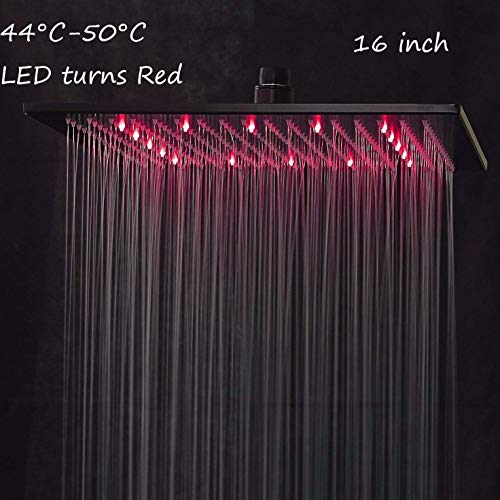 NeierThodore LED 16 Inch Square Shower Head Replacement with Rotatable Ball,Oil Rubbed Bronze