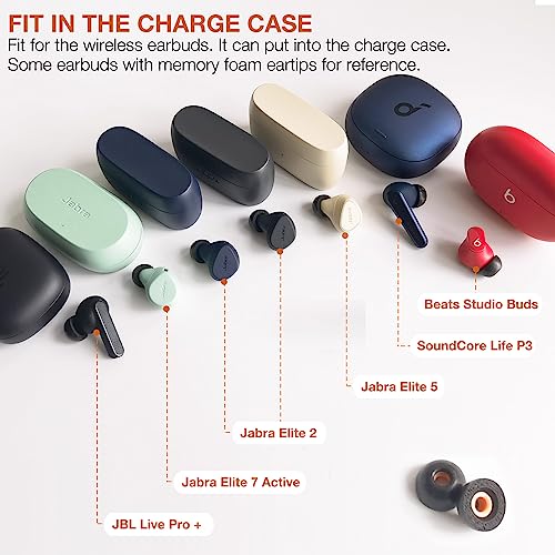 TENNMAK Memory Foam Eartips Replacement for JBL Tune 125TWS 135TWS 215 230NC 130NC & Soundcore by Anker Life A1 A2 P2 Mini P3 A3i VR P10 Space A40 & Jabra Elite 3 4 5 7 Earbuds Earpad