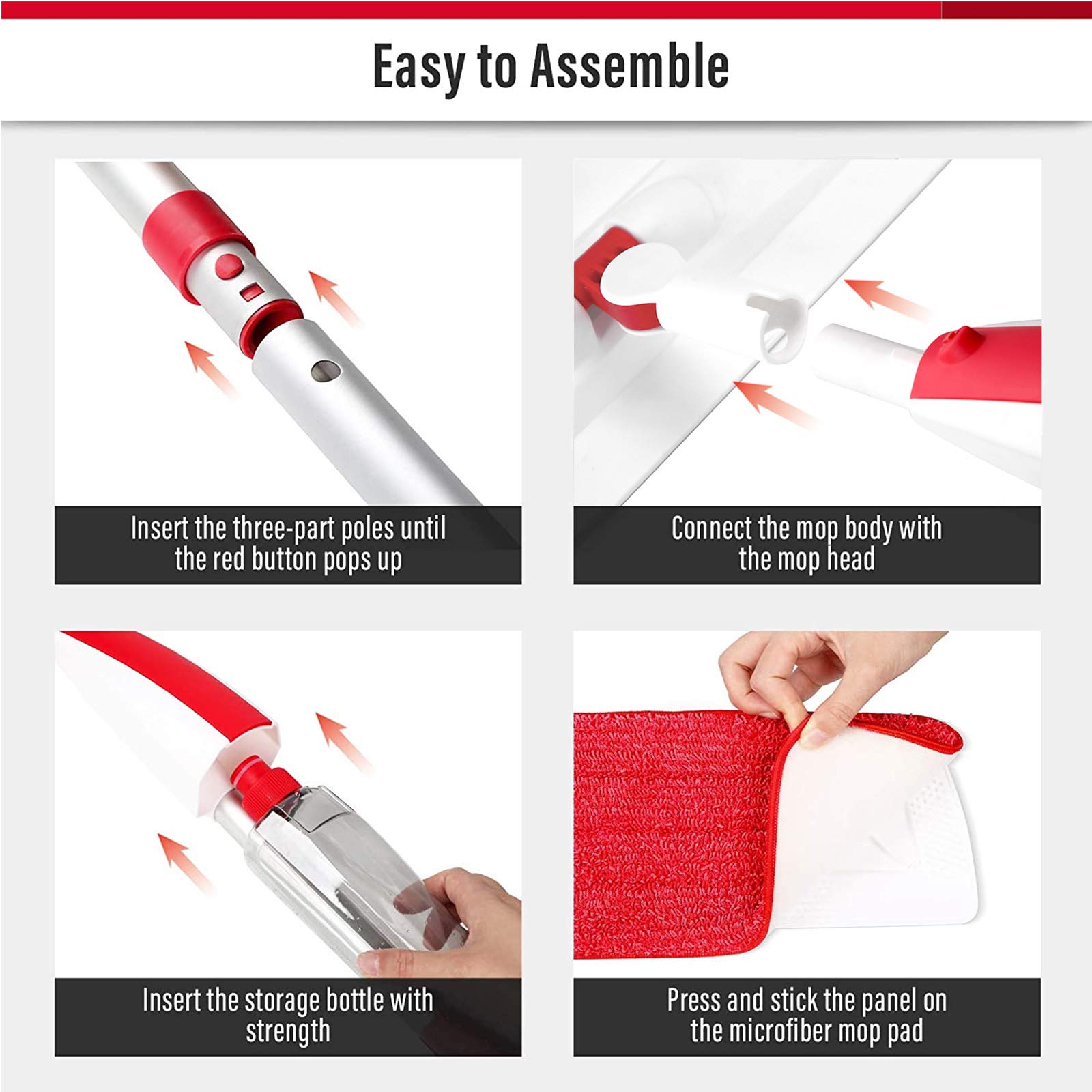 Mops for Floor Cleaning Wet Spray Mop with a Refillable Spray Bottle and 6 Washable Microfiber Pads Home or Commercial Use Dry Wet Flat Mop for Hardwood Laminate Wood Ceramic