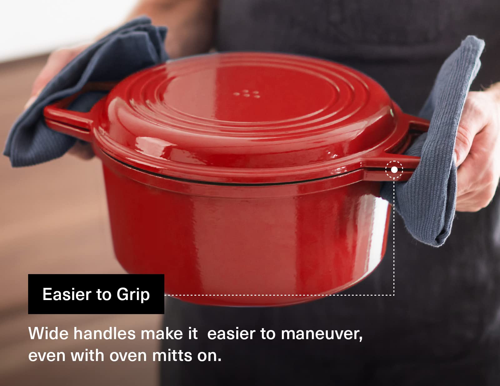 Misen Enameled Cast Iron Dutch Oven - Premium Quality Thick Core | Chip-Resistant Enamel Coating | Versatile Multi-Purpose Shape | Wide Handles for Easy Handling | Ideal for Everyday Cooking | 7QT I Red