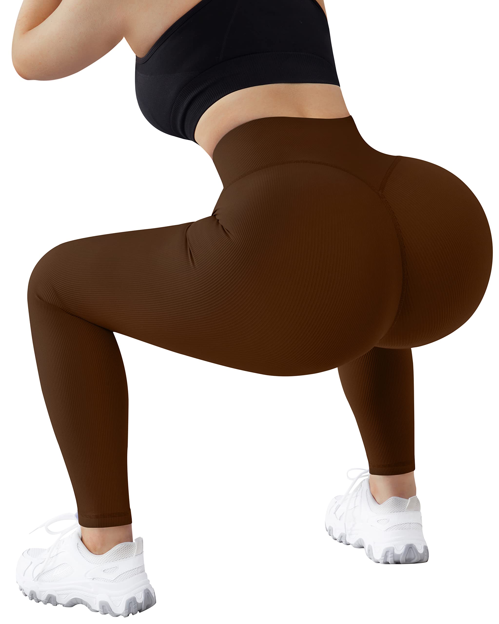 OMKAGI Women Seamless High Waisted Workout Leggings with Pocket Tummy Control Yoga Pants(L,1277-Red)