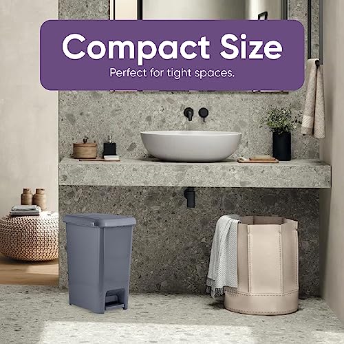 Superio Slim Trash Can with Foot Pedal β 10.5 Gallon Step-On Trash Can with Lid, Large Plastic Garbage Can, Trashcan for Bathroom, Kitchen, Office,Bedroom, Dorm Room, Patio, β Onyx Grey