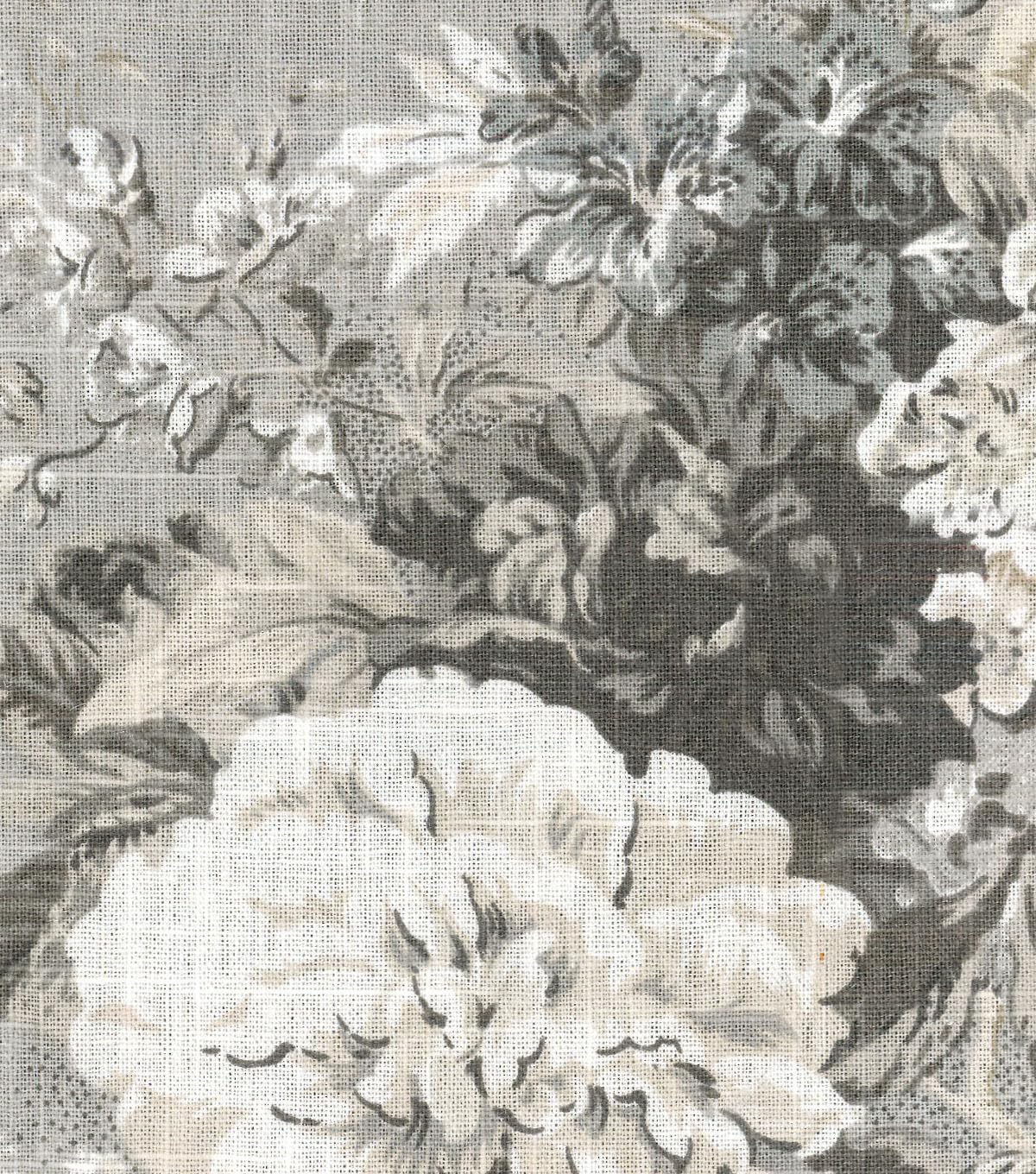Waverly - Premium Printed Linen Fabric by The Yard, Floral Inspired, DIY, Craft, Project, Sewing, Designer Upholstery and Home Decor, 54" Wide (Ballad Bouquet Collection, Platinum)