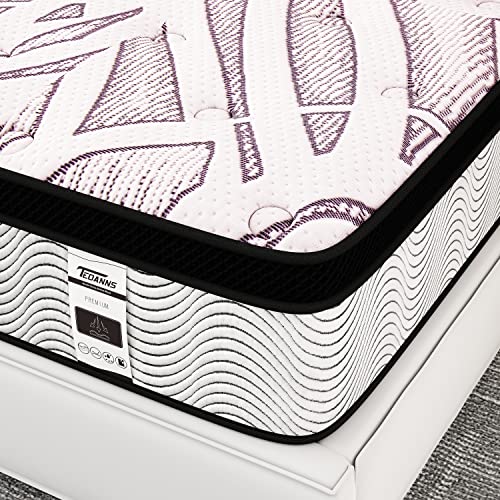 Teoanns Queen Mattress, 12 Inch Memory Foam Mattress in a Box, Individually Wrapped Coils Pocket Springs Hybrid Mattress, Medium Firm for Supportive and Pressure Relief, 100-Night Trialā¦