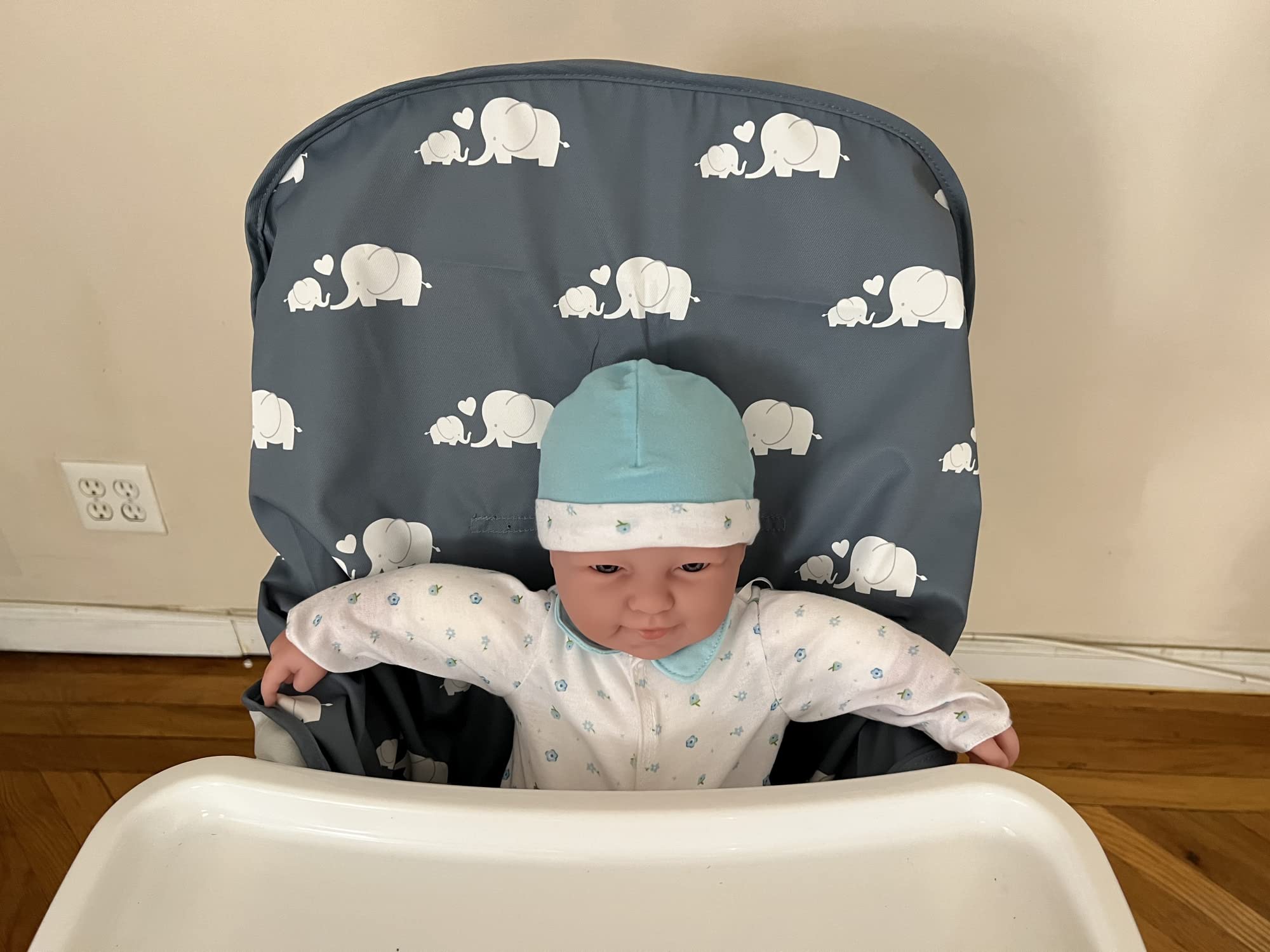 SEALOVESFLOWER Blue Elephants Water Resistant High Chair Cover Pad/High Chair Cover