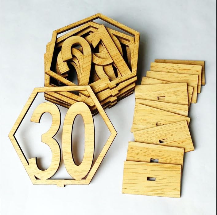 WenffbBou 30 Pieces Wood Table Numbers, 1-30 Wedding Reception Stands Numbers with Base Holder Rustic Wedding Centerpieces for Tables Number Wooden Sign for Banquet Restaurant Party Decor