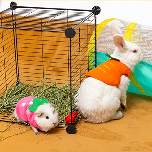 TUKOAW Guinea Pig Clothes - Cute Strawberry & Carrots Pet Colthes for Guinea Pig Rabbit Ferret Rat Chinchilla Kitten MiniDogs - Soft Warm Guinea Pig Costume for Winter Fall