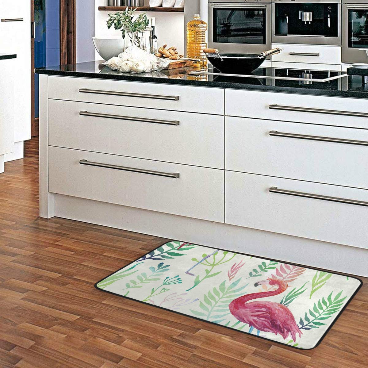 Kitchen Sink Mats Floor Rug - Flamingo Non Slip Kitchen Mats Cushioned Washable Anti-Fatigue Kitchen Carpets 20x20in for Kitchen Home Decoration Bathroom