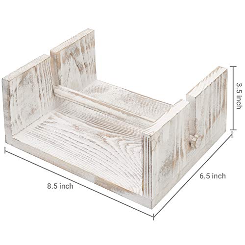 MyGift Whitewashed Wood Square Flat Napkin Holder with Weighted Arm, Farmhouse Dining Table Napkin Holder