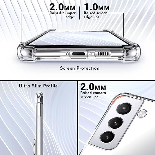 Silverback for Samsung Galaxy S22 Case Clear with Ring Kickstand, Protective Shock -Absorbing Bumper Shockproof Phone Case for Galaxy S22 -Clear