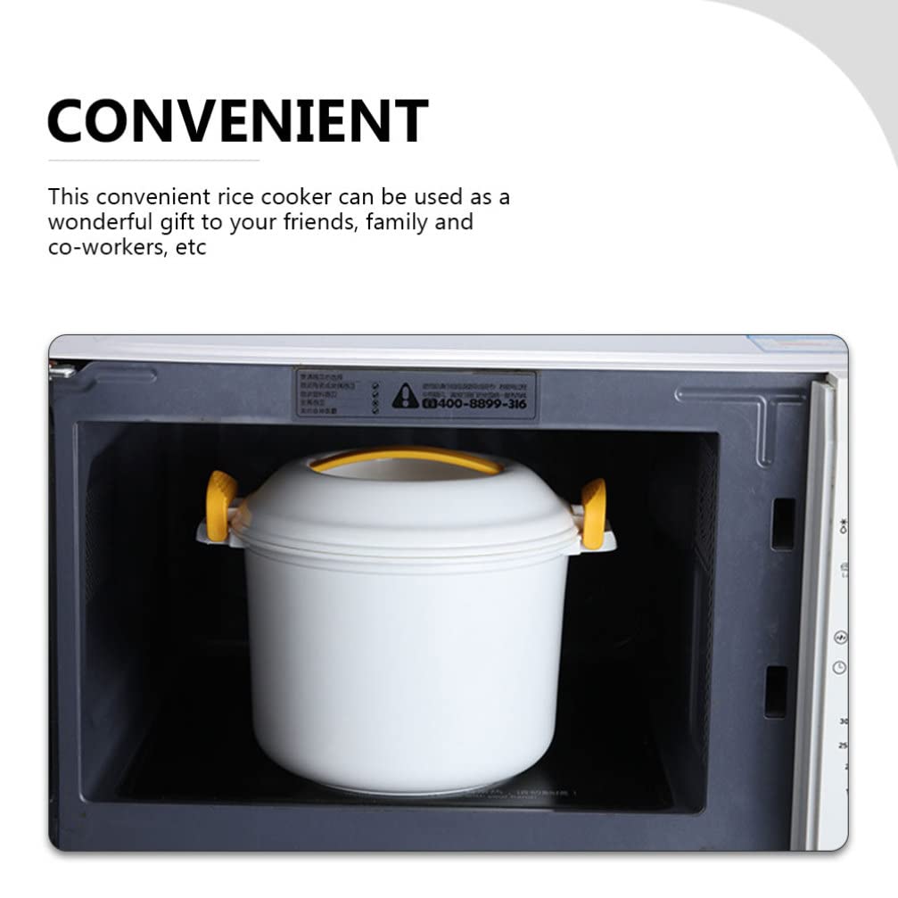 Microwave Rice Cooker Steamer Pasta Cooker Microwave Food Container Fish Vegetable Veggie Steamer Steaming Bowl for Cooking Yellow