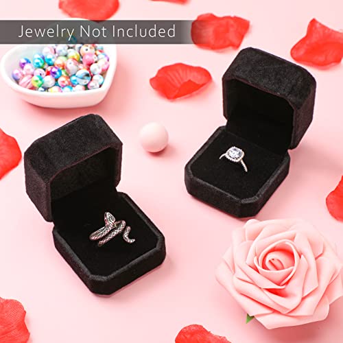 Thinkday 48 Pcs 2.13 x 2.01 x 1.54 Inch Velvet Ring Box Display Jewelry Case Storage Ring Case for Wedding Ceremony Engagement Birthday Gifts Proposal Anniversary (Black)