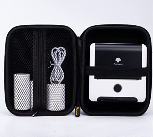 Phomemo Case 2023 Upgrade Version M110 M200 M221 Label Printer,M220 Thermal Label Maker, P3200 D1600 M04S Sticker Photo Printer Storage Holder Tape Paper Roll&USB Cable(Box Only)-Gray