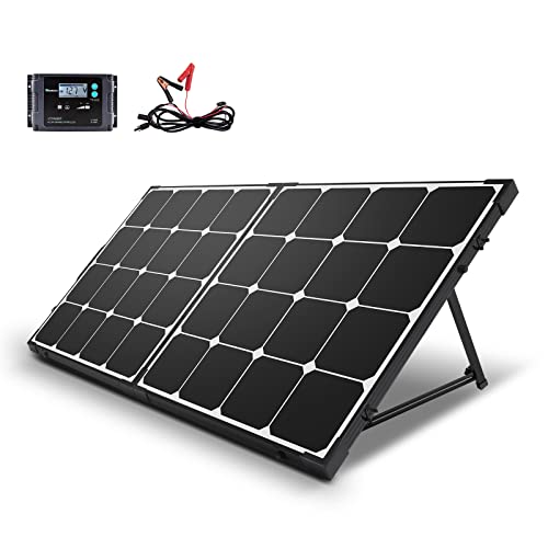 Renogy 100 Watt 12 Volt Portable Solar Panel with Waterproof 20A Charger Controller, Foldable 100W Solar Suitcase with Adjustable Kickstand, Solar Charger for Camping RV Off Grid System Power Station