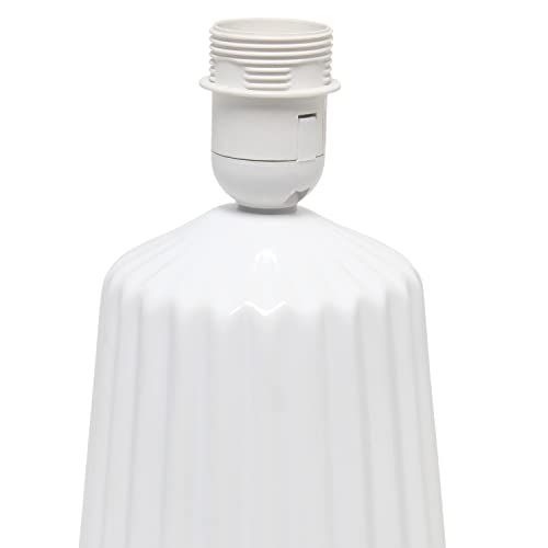 Simple Designs LT1119-OFF Pleated English Ceramic Base Bedside Table Lamp, Off White