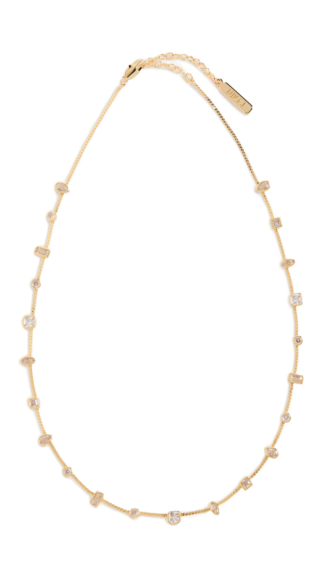 Luv Aj Women's Bezel Stone Stud Necklace, Gold, One Size