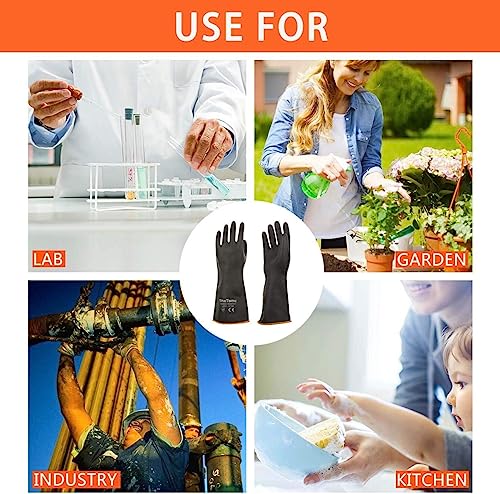 ThxToms Heavy Duty Latex Gloves, Resist Strong Acid, Alkali and Oil, 22", 1 Pair