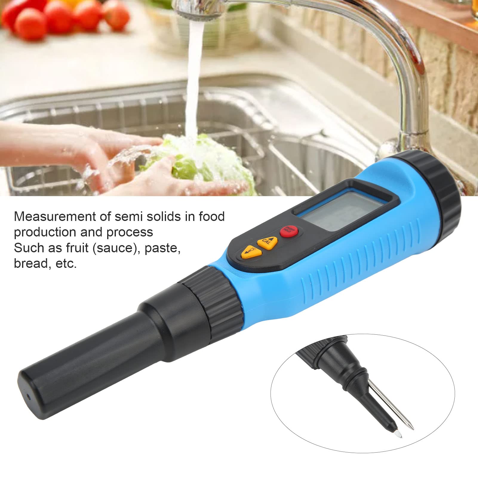 PH Tester Pen ABS High Accuracy PH Meter Pen with LCD Display for Bread Meat Fruit