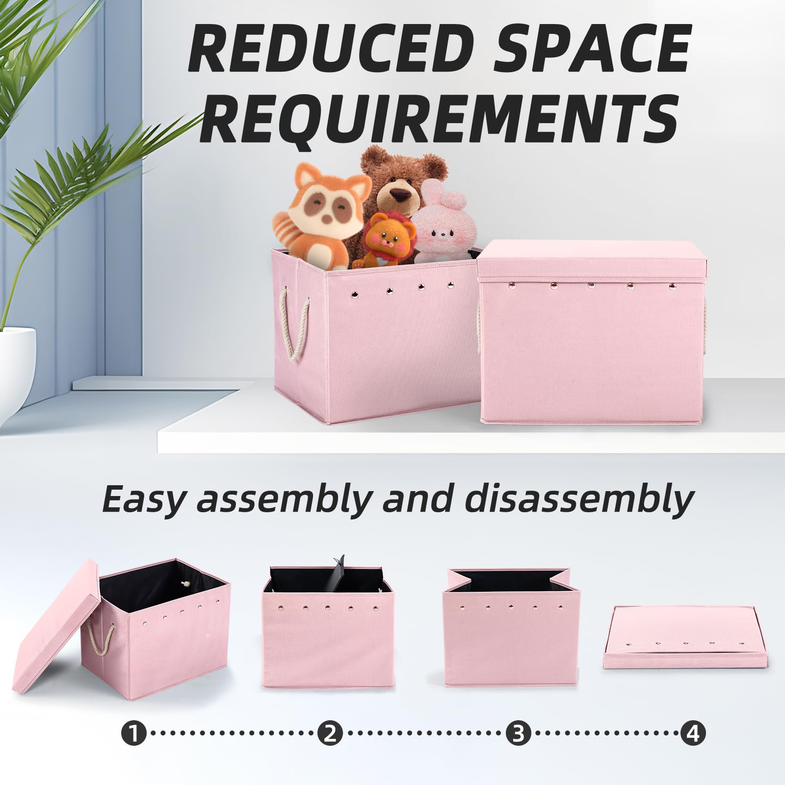 Toys Storage Organizer,Toy Bins for Kids Organizer,Play Mat Removable,Toy Chests & Organizers(Pink)